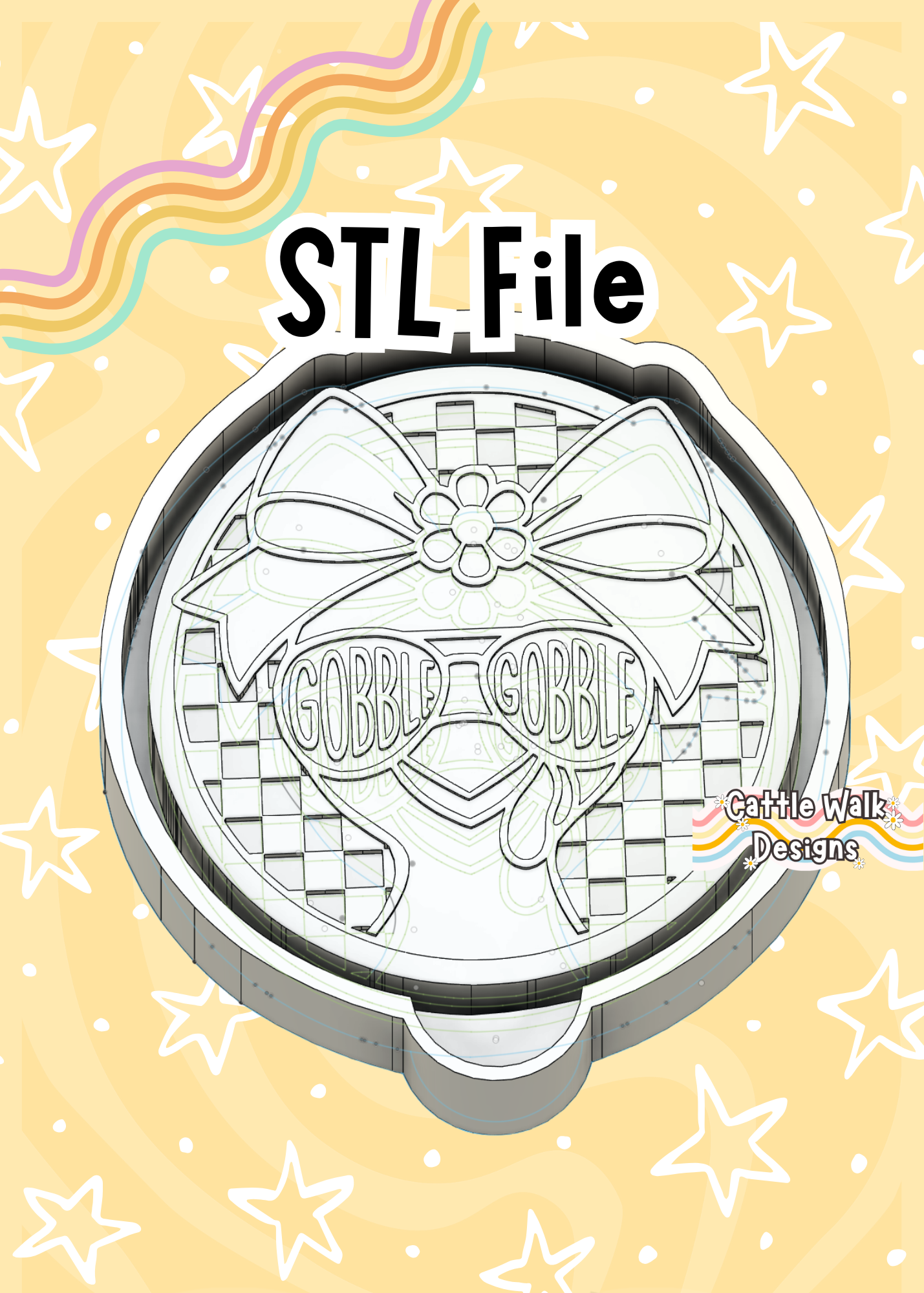 Gobble Gobble Turkey STL File – Thanksgiving Freshie Mold with Bow & S ...