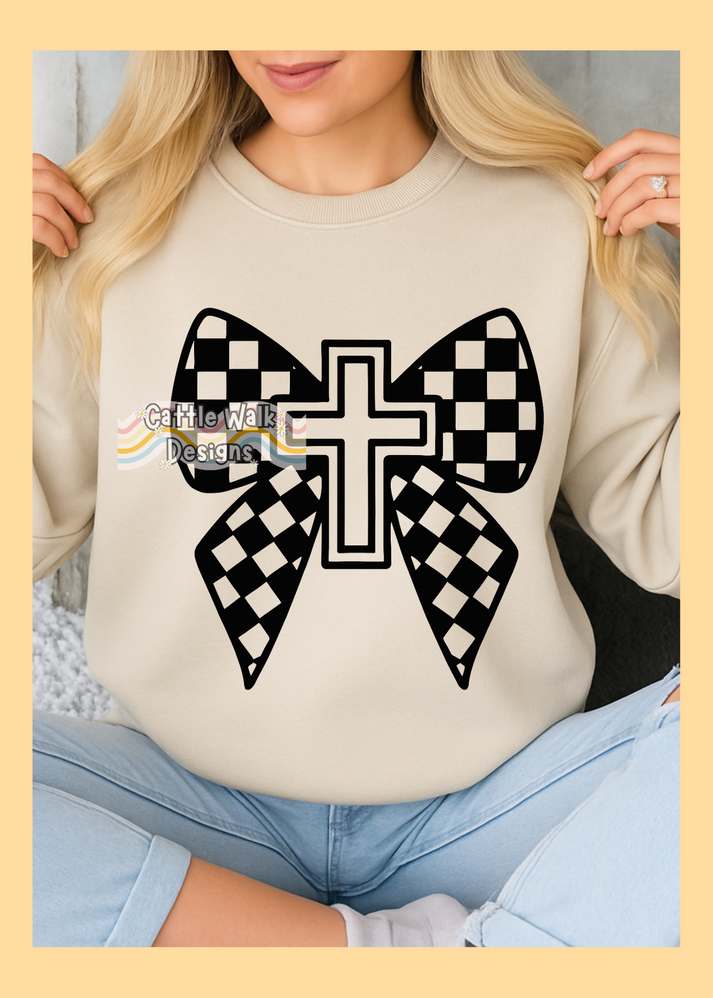 Cross Bow SVG | Christian Checkered Bow Design – Cattle Walk Designs