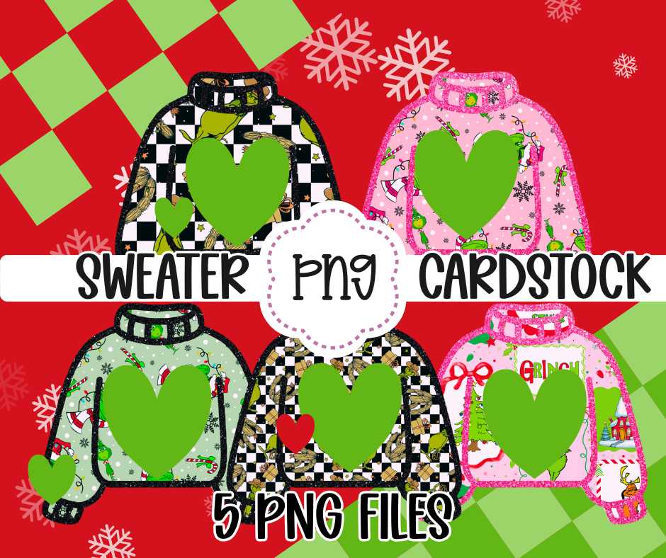 Gnome Sweater Cardstcok PNG File Bundle - 5 Editable PNG Files - Match ...