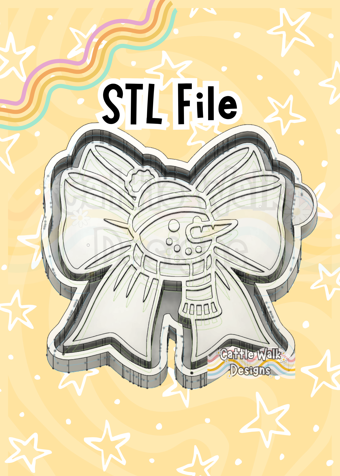 Snowman Bow STL File Christmas Freshie Mold Design – Cattle Walk Designs