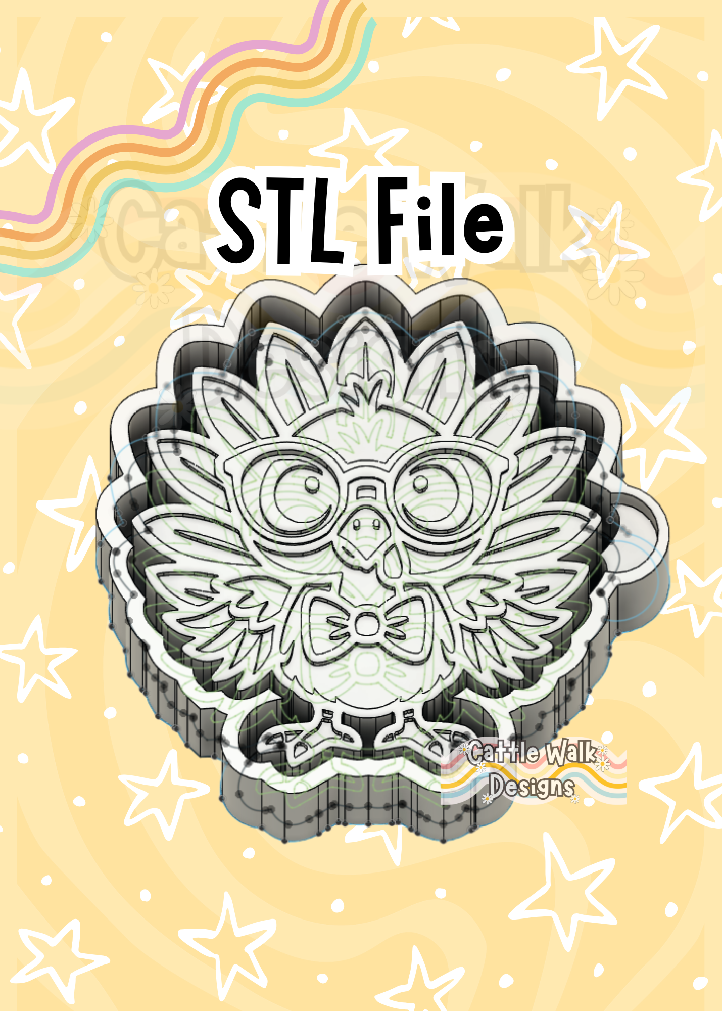 Nerdy Turkey STL File Thanksgiving Freshie Mold Design – Cattle Walk ...