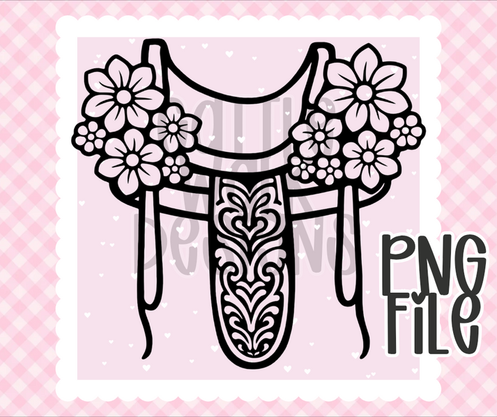 Floral Western Saddle PNG | Tooled Saddle Design | Bold Black & White ...